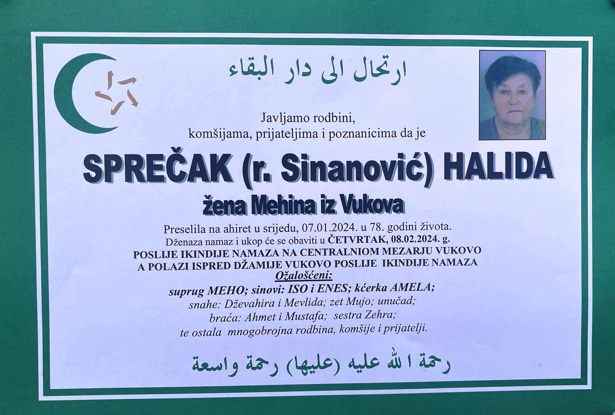 SPREČAK (r. Sinanović) HALIDA