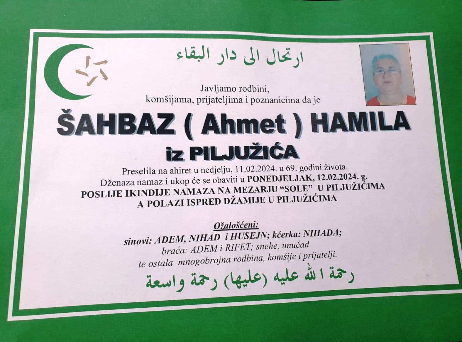 ŠAHBAZ (Ahmet) HAMILA