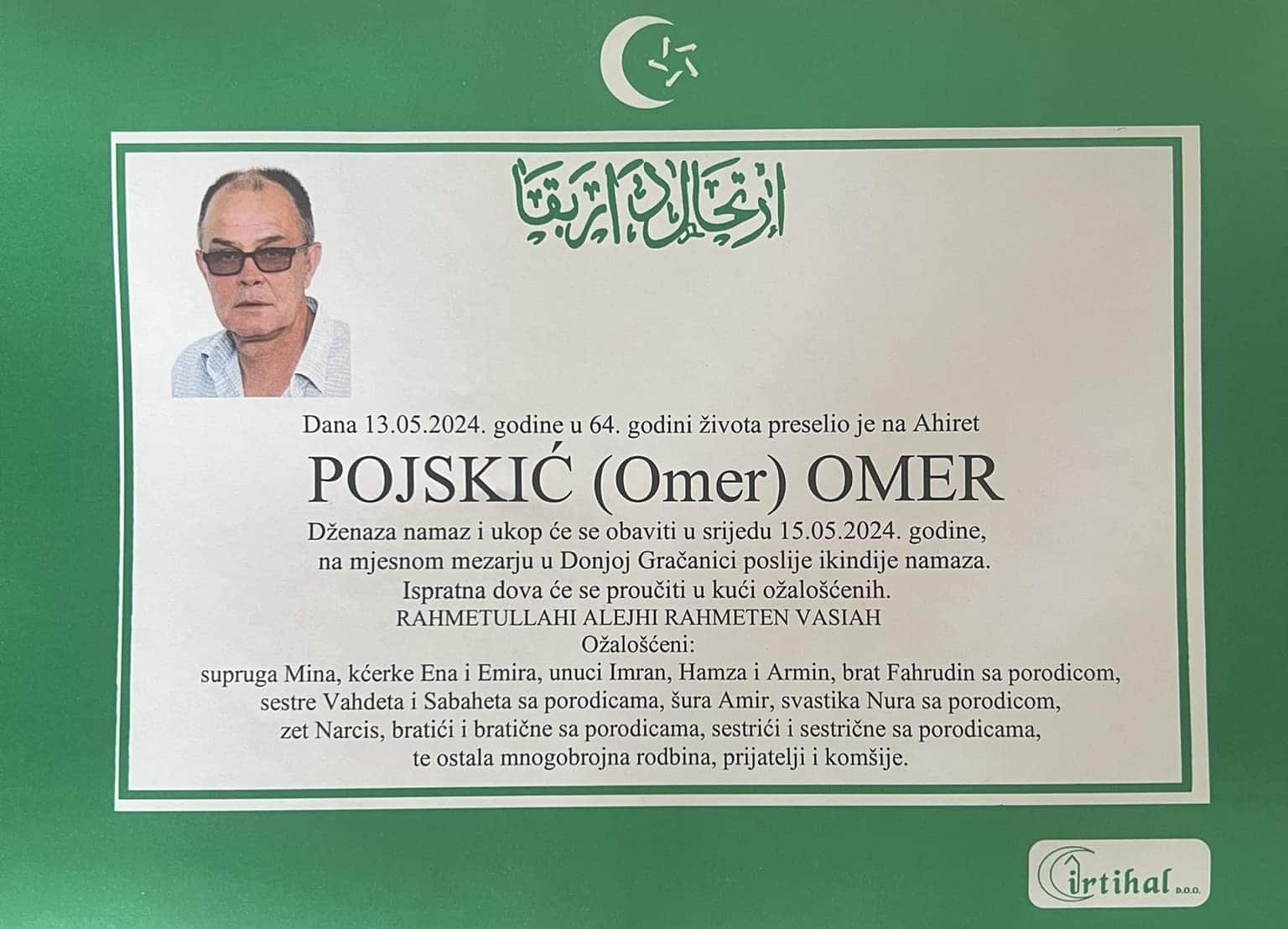 Na Ahiret preselio Pojskić (Omer) Omer