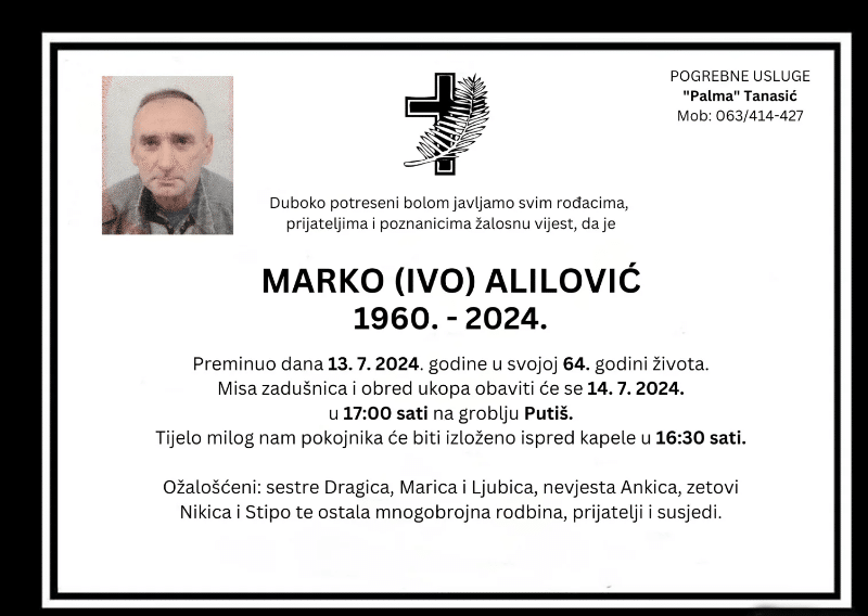 Preminuo Marko (Ivo) Alilović